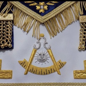 Past Master Masonic Apron Logo W/o Square Chains Gold Bullion Satin ...