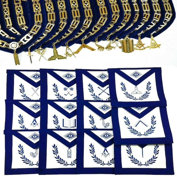 Masonic Regalia Aprons Blue Lodge Officers Set of 12 & Blue | Etsy