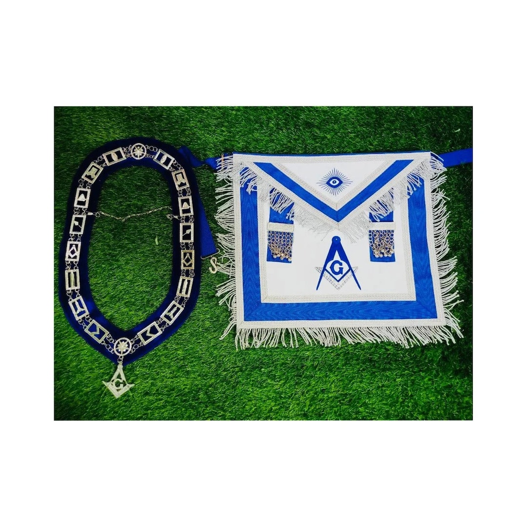 Masonic Regalia Blue Lodge Master Mason Apron With Chain Collar & Jewel ...