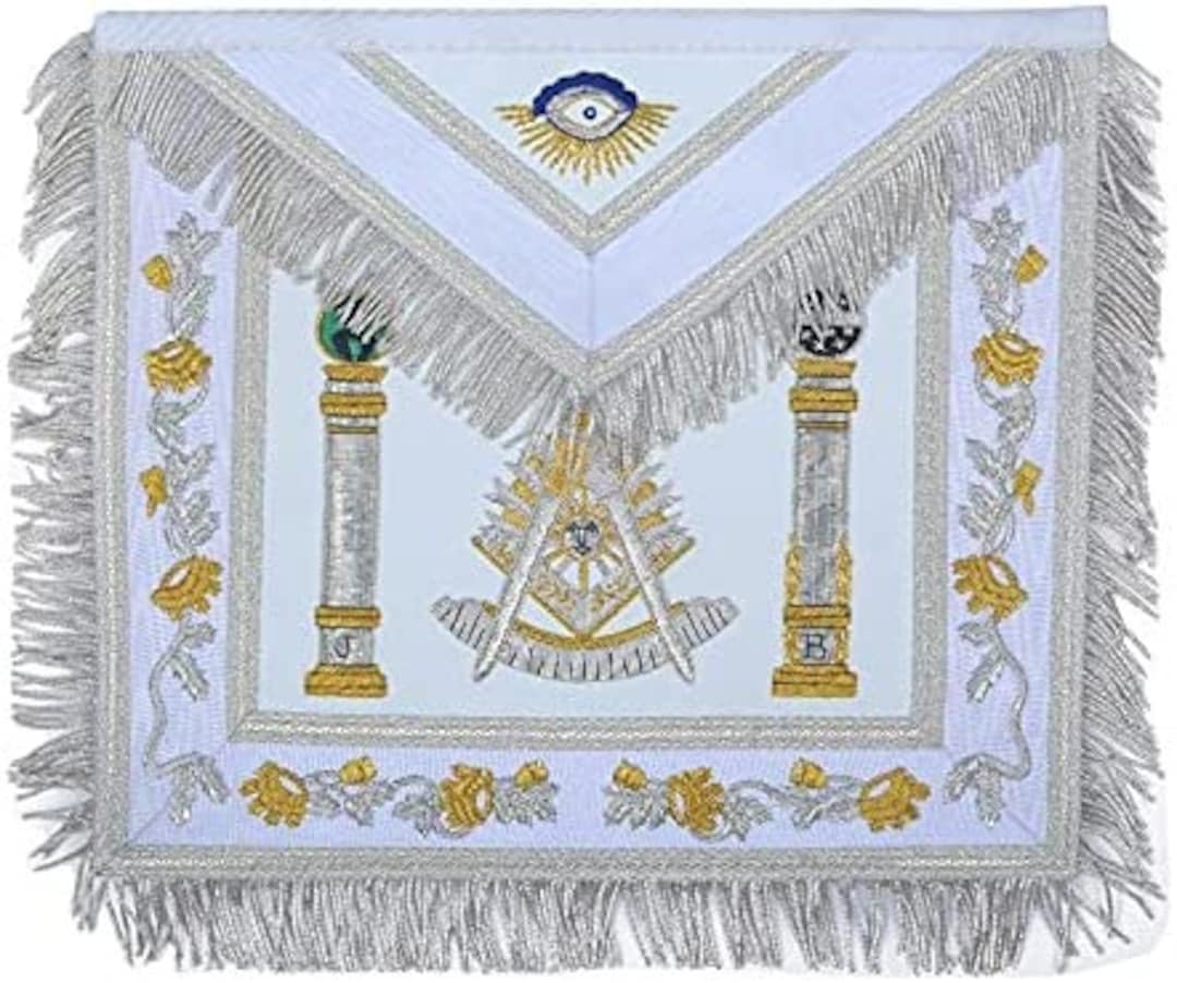 Masonic White Fringed Double Column Past Master Masonic APRON Gift for ...