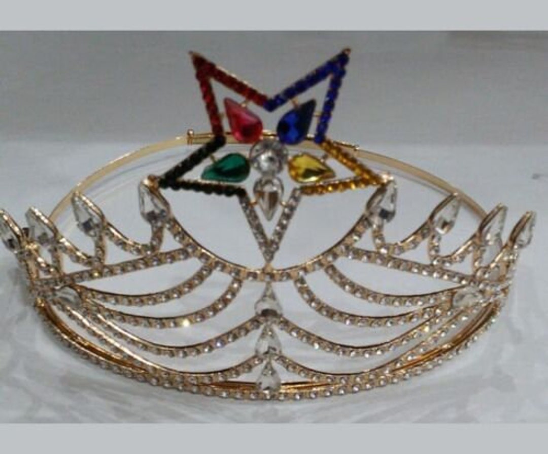 Freemason Masonic OES Worthy Matron Gold TONE Rhinestones CROWN With ...