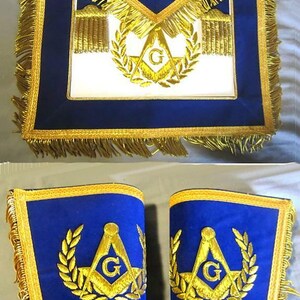 Masonic Regalia Set Master Mason Apron Collar Cuffs & Gloves Pair ...