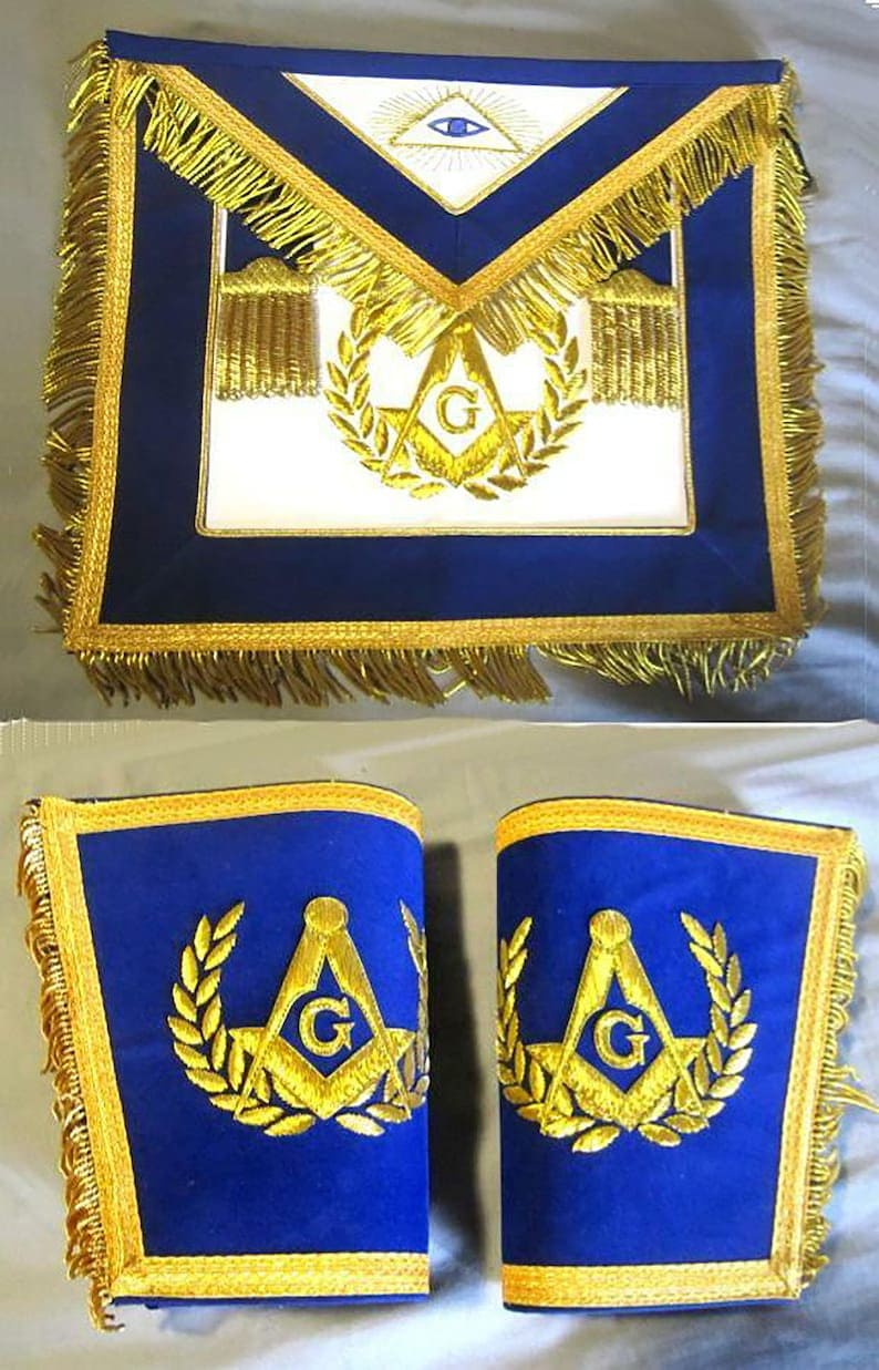 Masonic Regalia Set Master Mason Apron Collar Cuffs & Gloves Pair ...