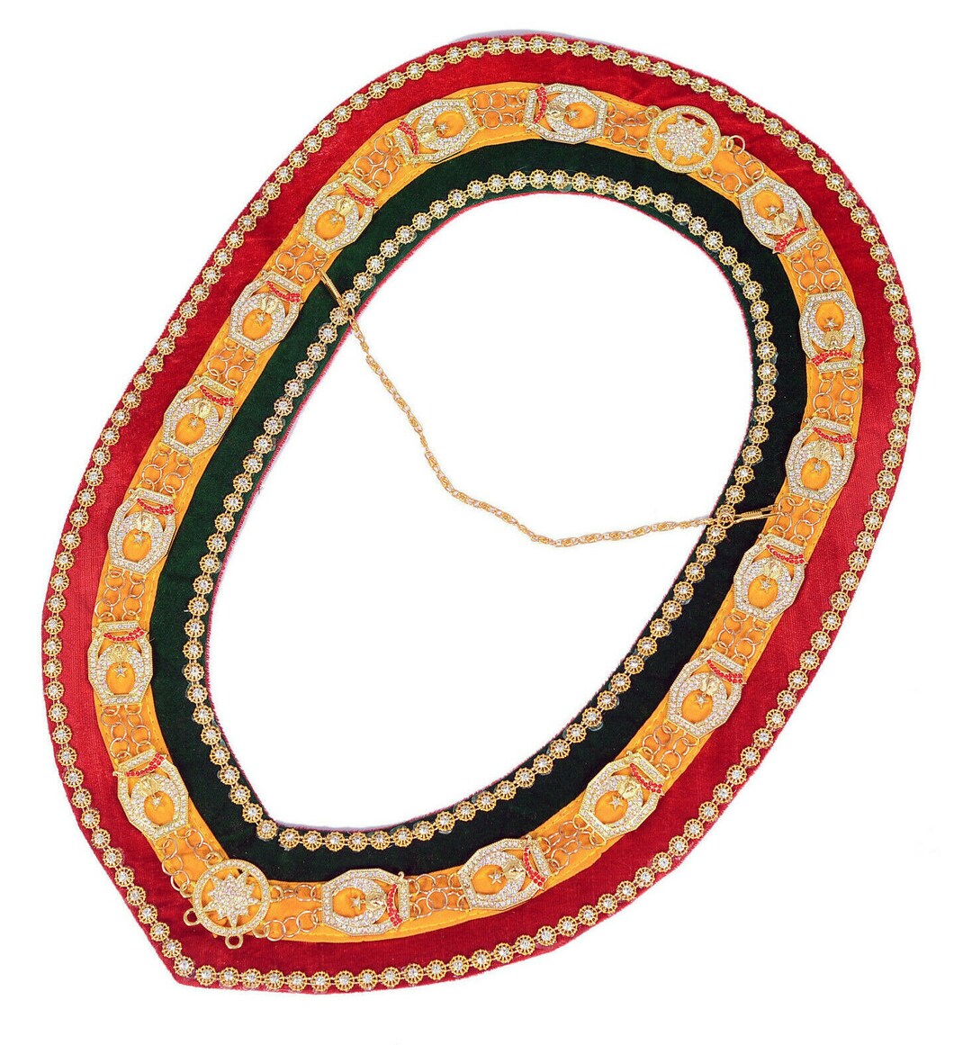 Masonic SHRINER Collar: Deluxe Tri-color Velvet, Rhinestone Chain - Etsy