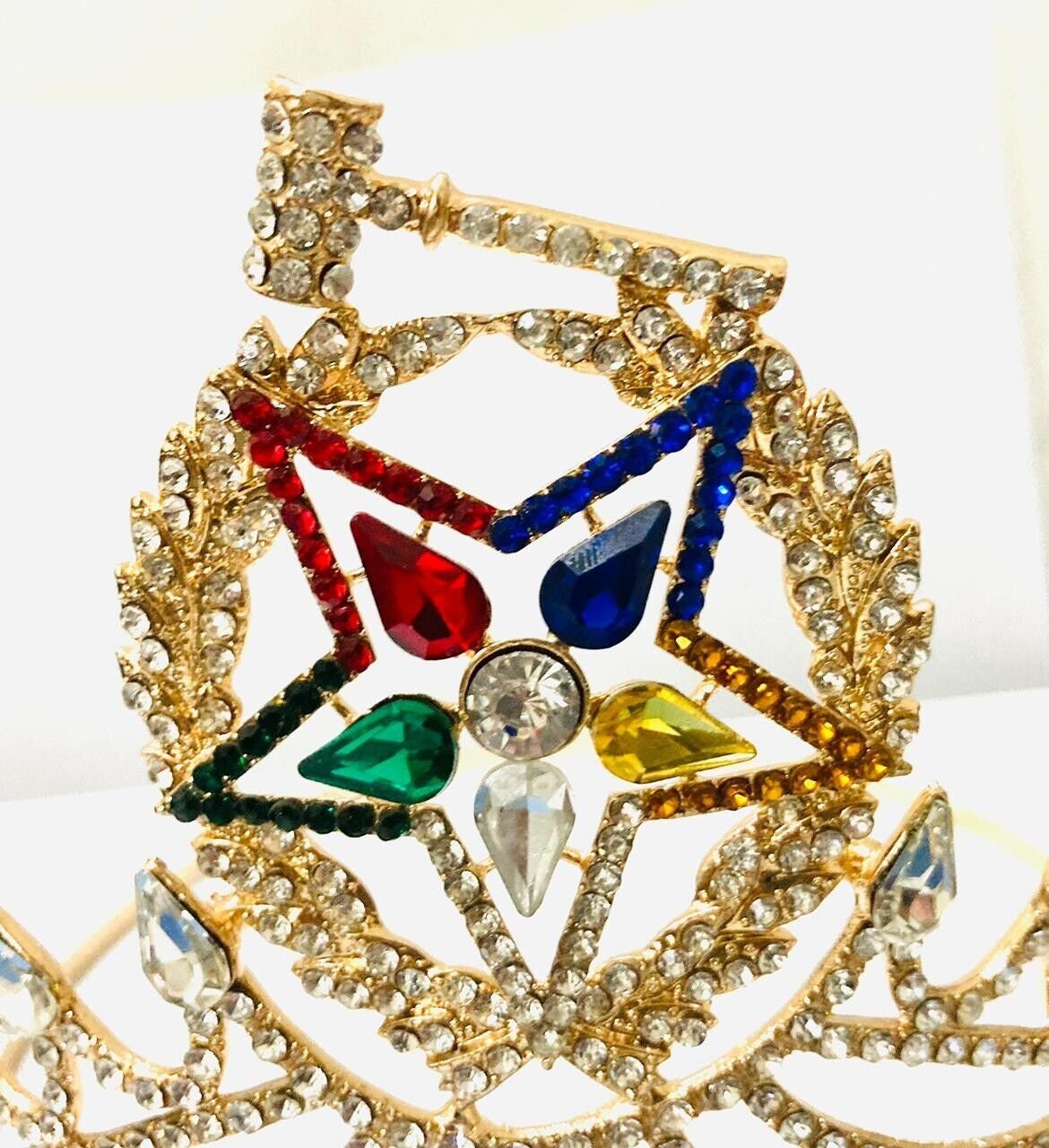 Masonic OES Grand Matron Crown: Gold Tone Rhinestone Adjustable Tiara ...
