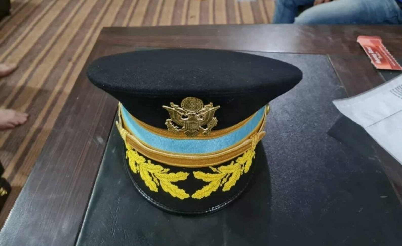 US Army Infantry Officer's Dress Blue Visor Cap W/oak Leaf Brim All ...