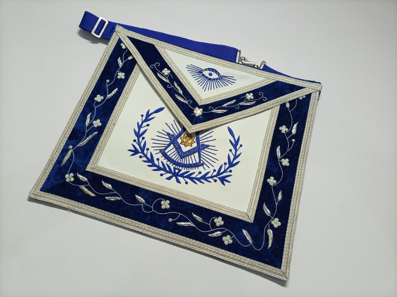 Masonic Regalia Master Mason Past Master Apron Blue & Silver Hand ...