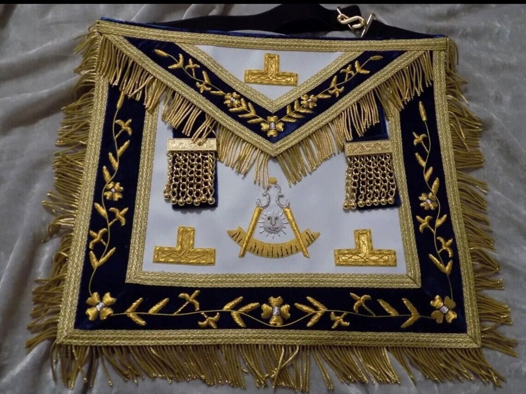 Past Master Masonic Apron Logo W/o Square Chains Gold Bullion Satin ...