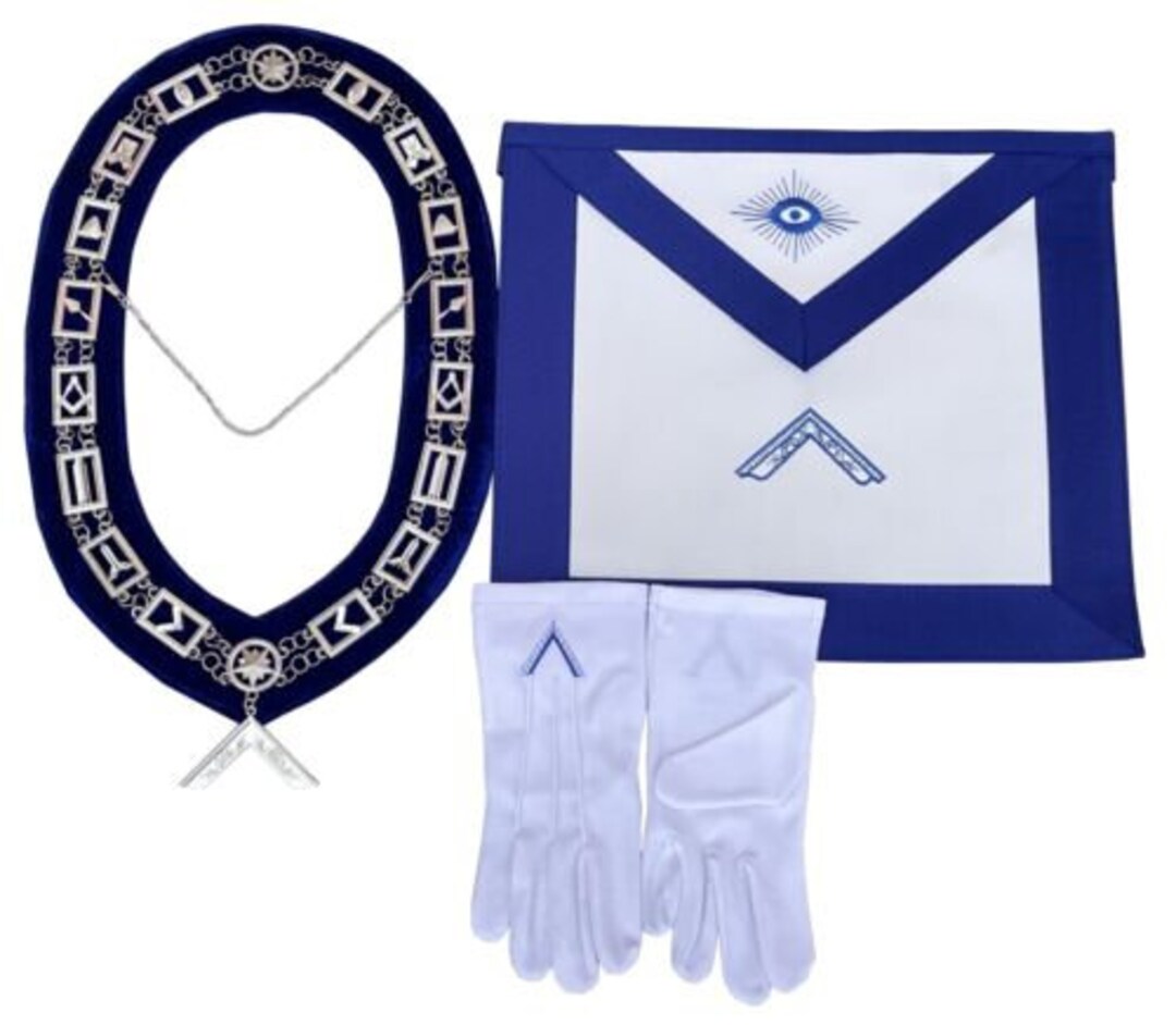 Masonic Masons Blue Lodge Worshipful Master Apron Jewel Gloves Pair ...