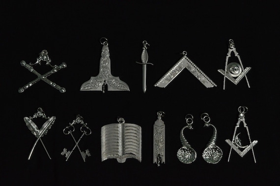 Masonic Blue Lodge Officer Silver Jewels Set Blue Lodge - Etsy