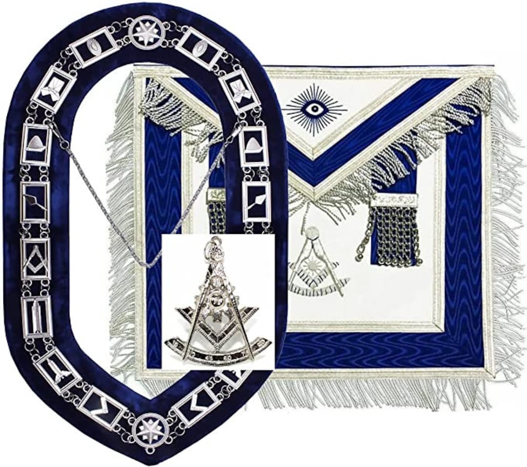 Masonic Regalia Blue Lodge Past Master Apron Handmade Chain Collar With ...