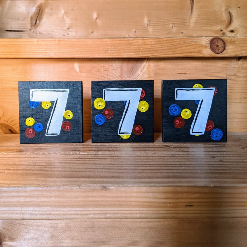 Small Triptych Painting 777 Gift for the Gambler Original | Etsy