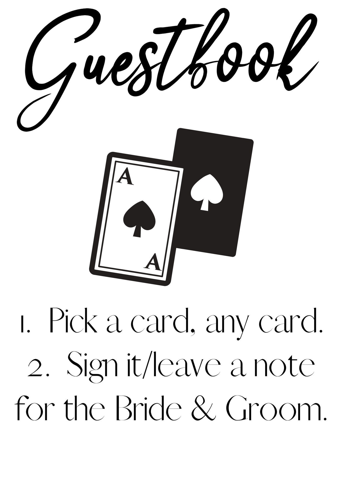 Playing Cards Guestbook Sign - Printable - Etsy