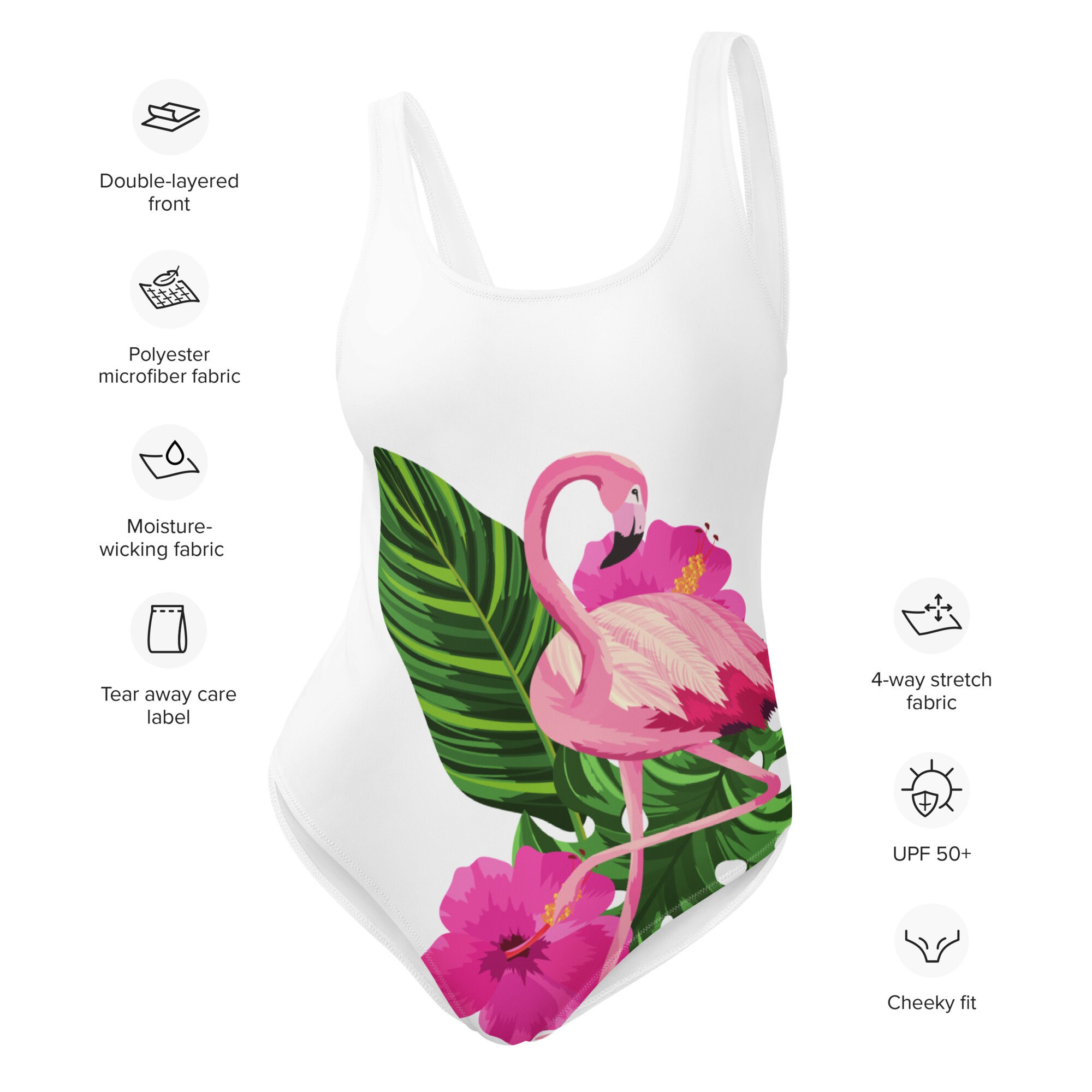Flamingo One Piece Swimsuit for Women, Sublimation Swimwear by YOSHINI ...