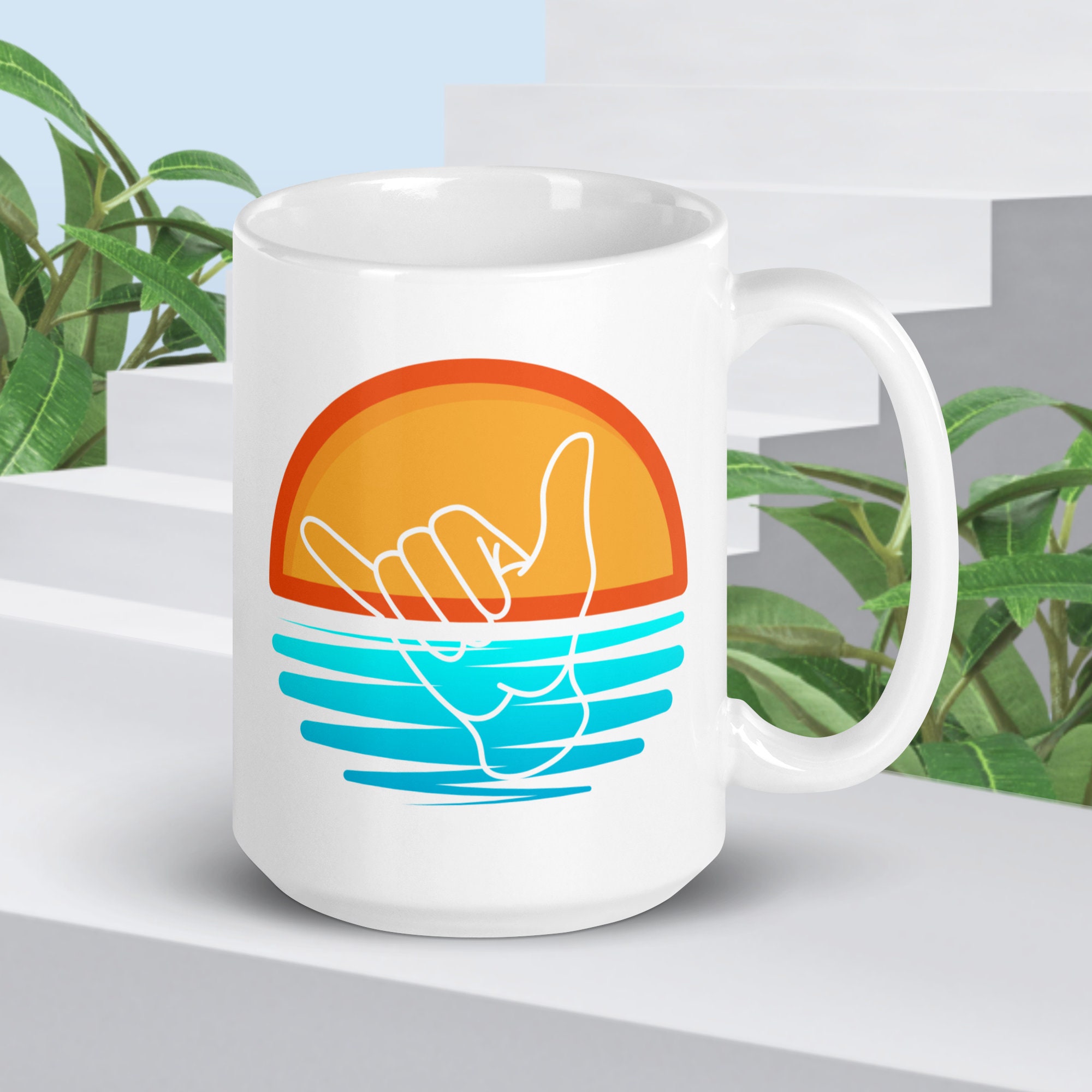 Shaka Surfer Hand Sign Mug Beach House Mug Shaka Symbol - Etsy