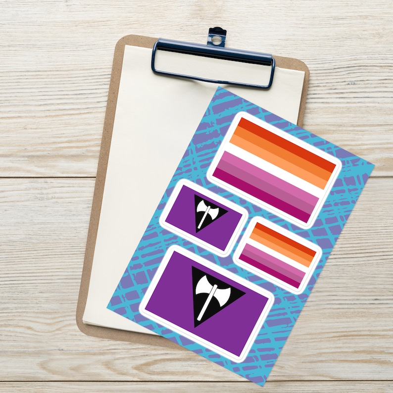 Lesbian Pride Flag Sticker Set - Labrys & Sunset Flags - Etsy