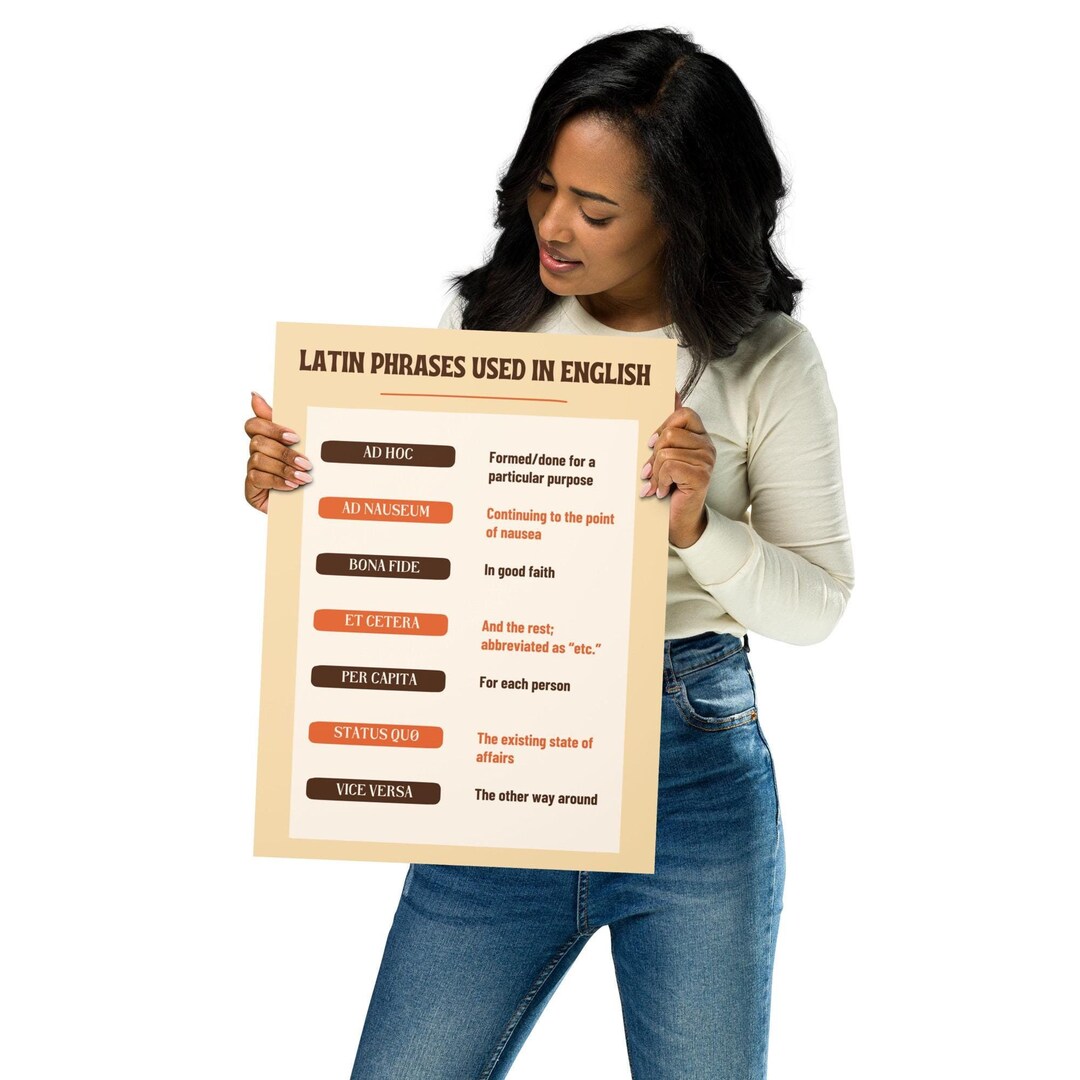Latin Phrases Used in English Classroom Poster - Latin Teacher Gift ...