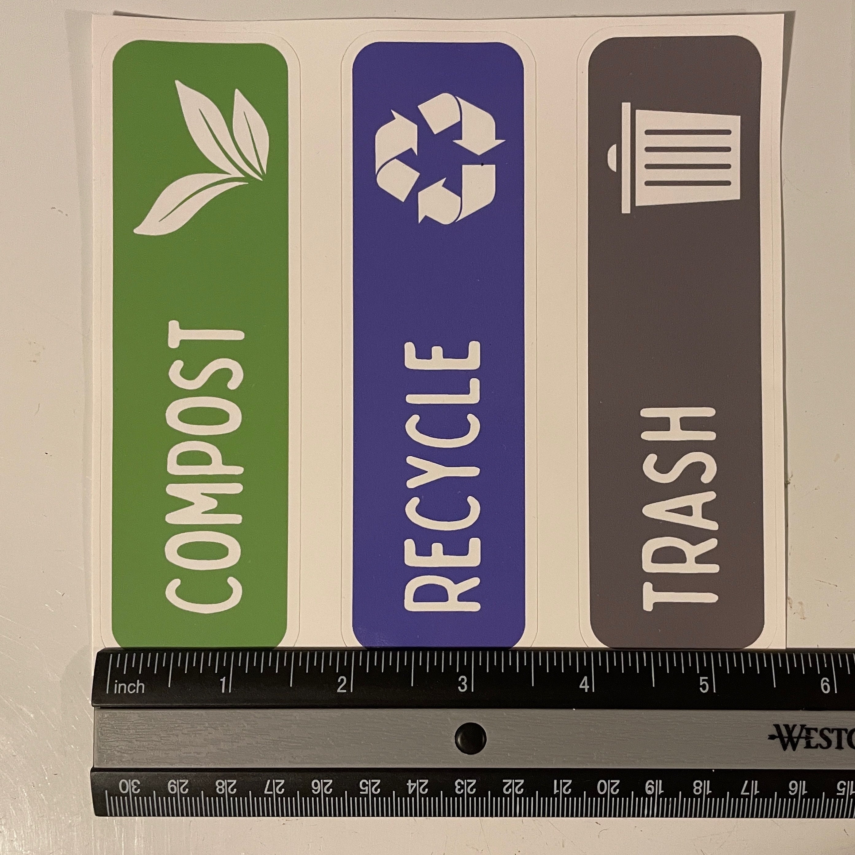 Compost Recycle Trash Stickers - Compost Bin Label - Recycling Bin ...