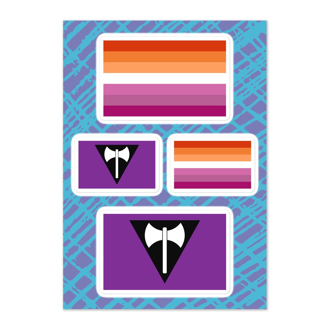 Lesbian Pride Flags Sticker Set Labrys Flag Sunset Flag Lgbt Pride