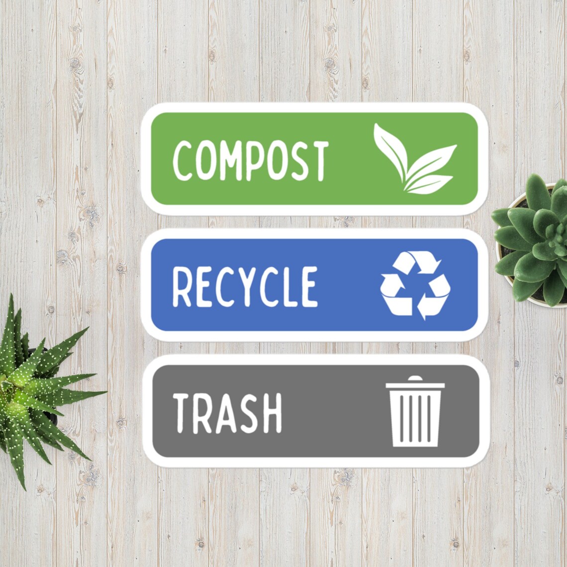 Compost Recycle Trash Stickers - Compost Bin Label - Recycling Bin ...