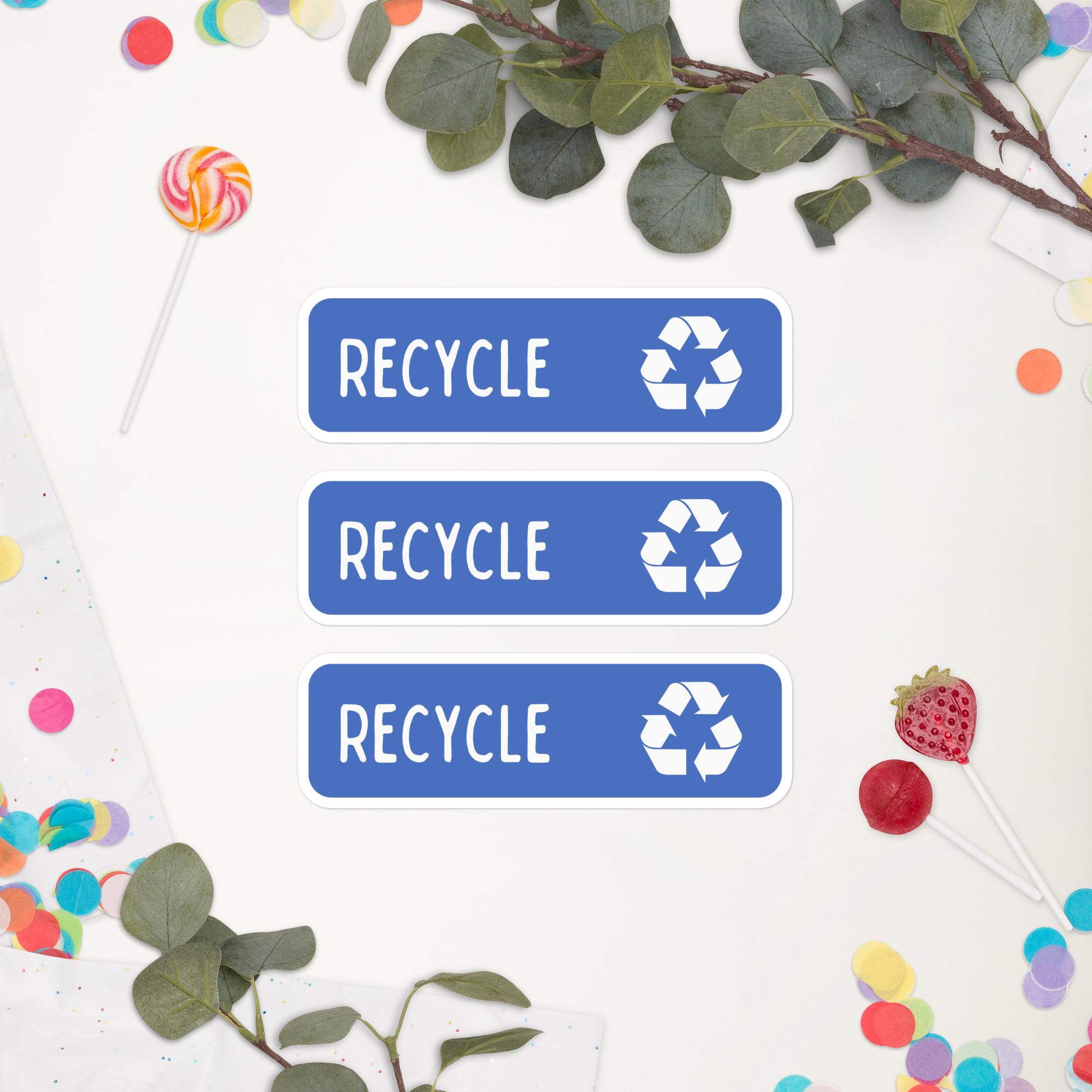 Recycle Bin Stickers - Set of Three - Labels for Recycle Bin - Eco ...