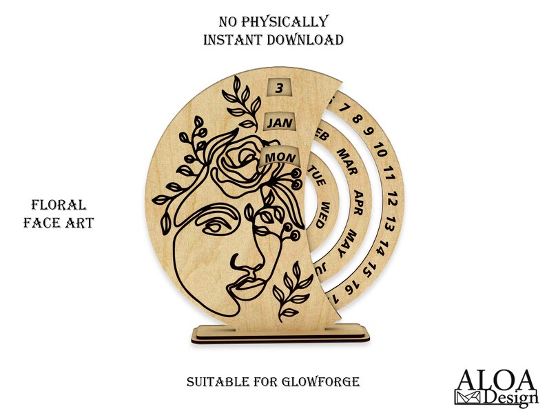 Perpetual Calendar SVG Floral Line Art Laser Cut Calendar - Etsy