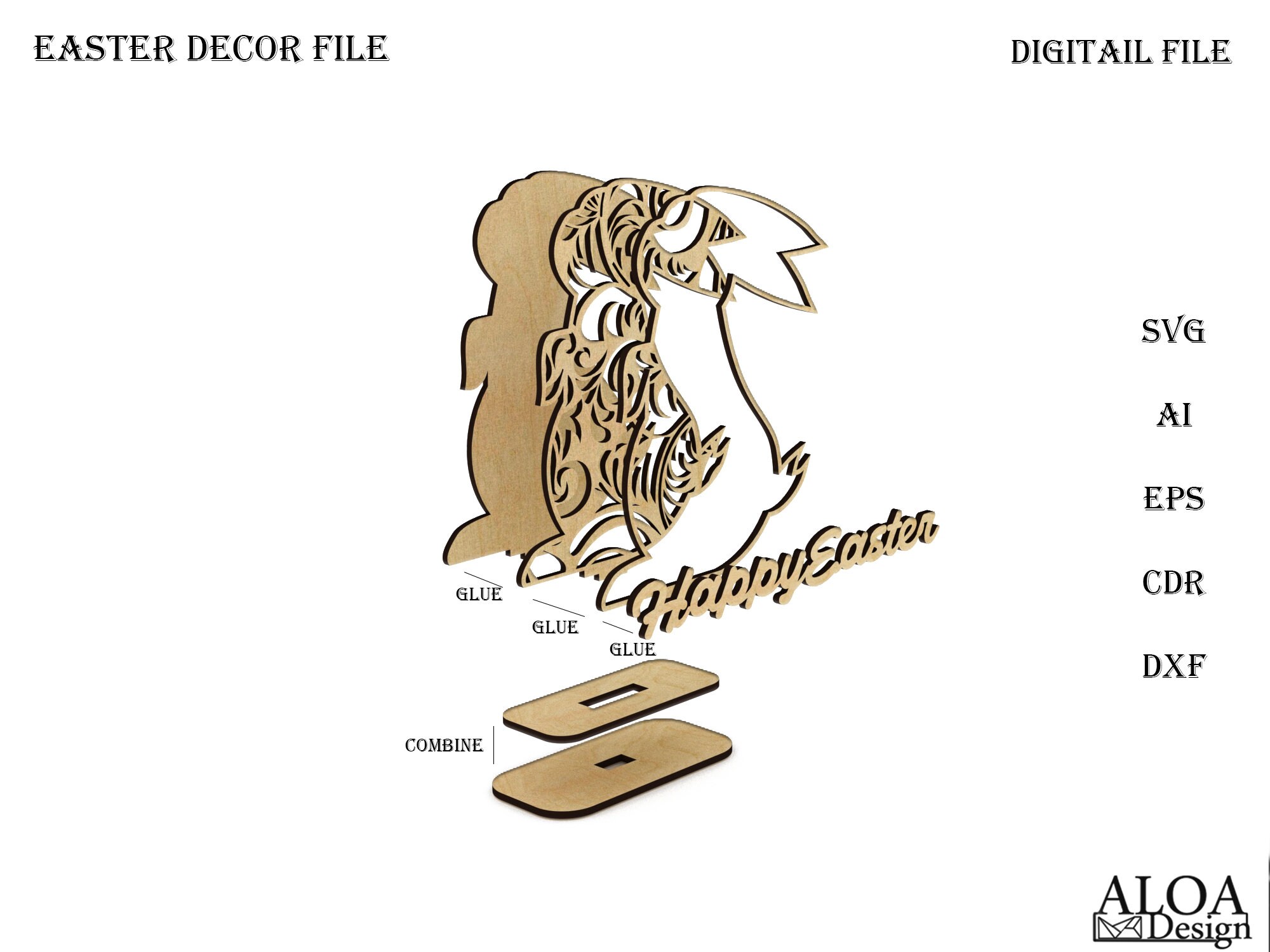 Floral Easter Decor SVG Easter Bunny Vector Layered Design - Etsy