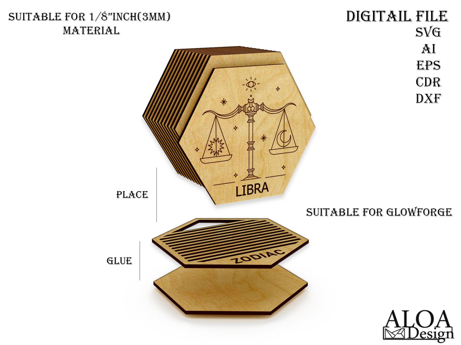 Laser Coaster File Zodiac Laser Hexagonal Coasters Coaster - Etsy