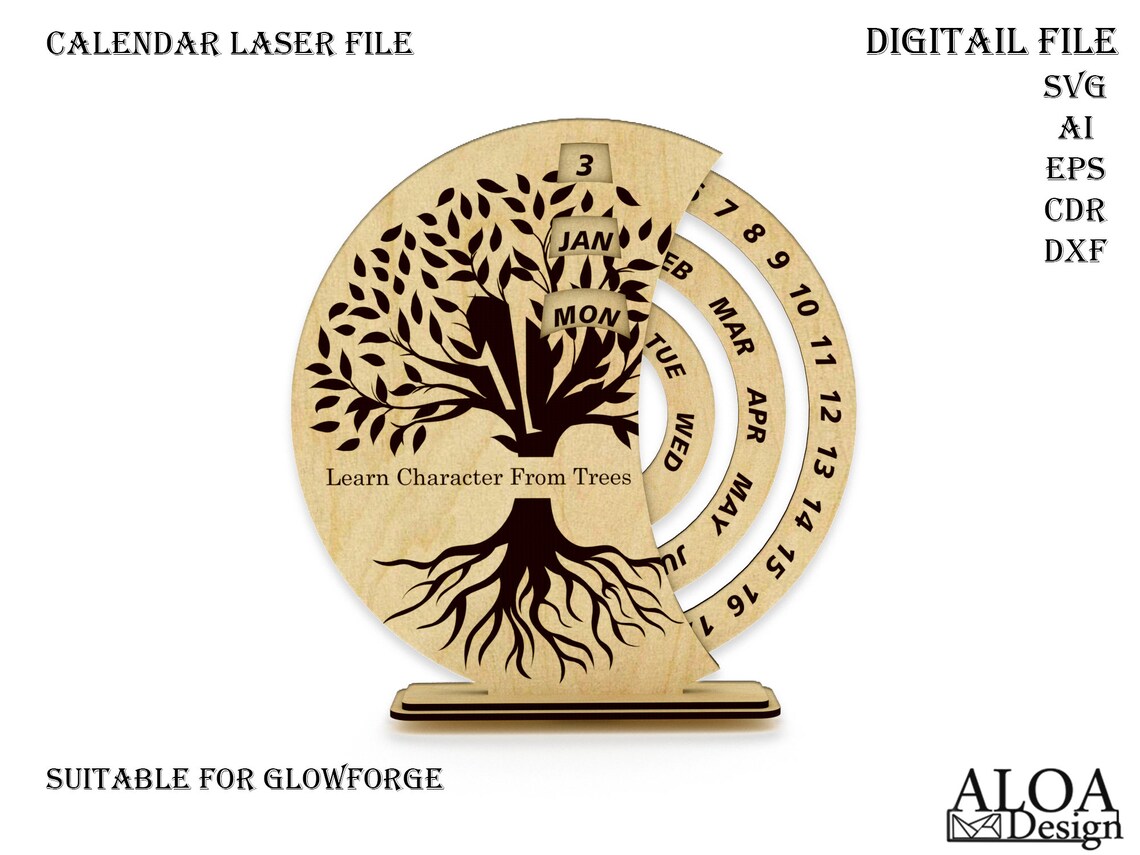 Perpetual Calendar SVG Eternal Calendar Laser Glowforge | Etsy