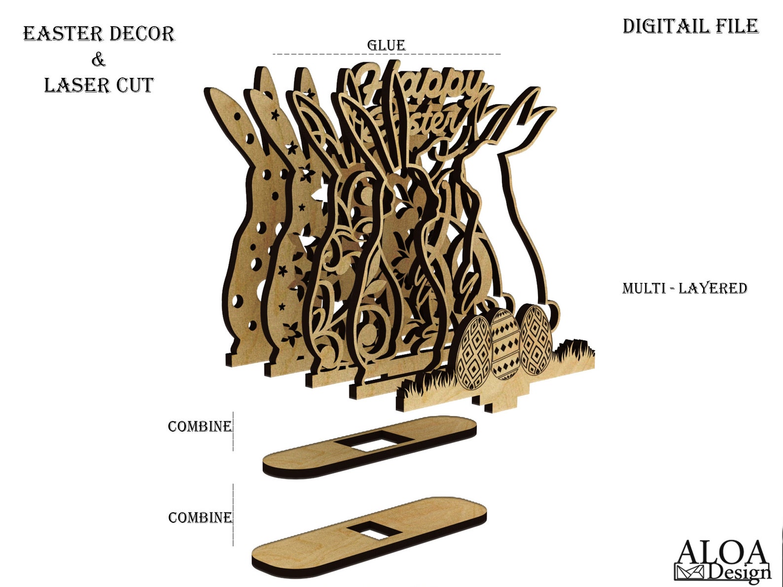 Easter Decor SVG Laser Cut File Multi-layered Easter File - Etsy