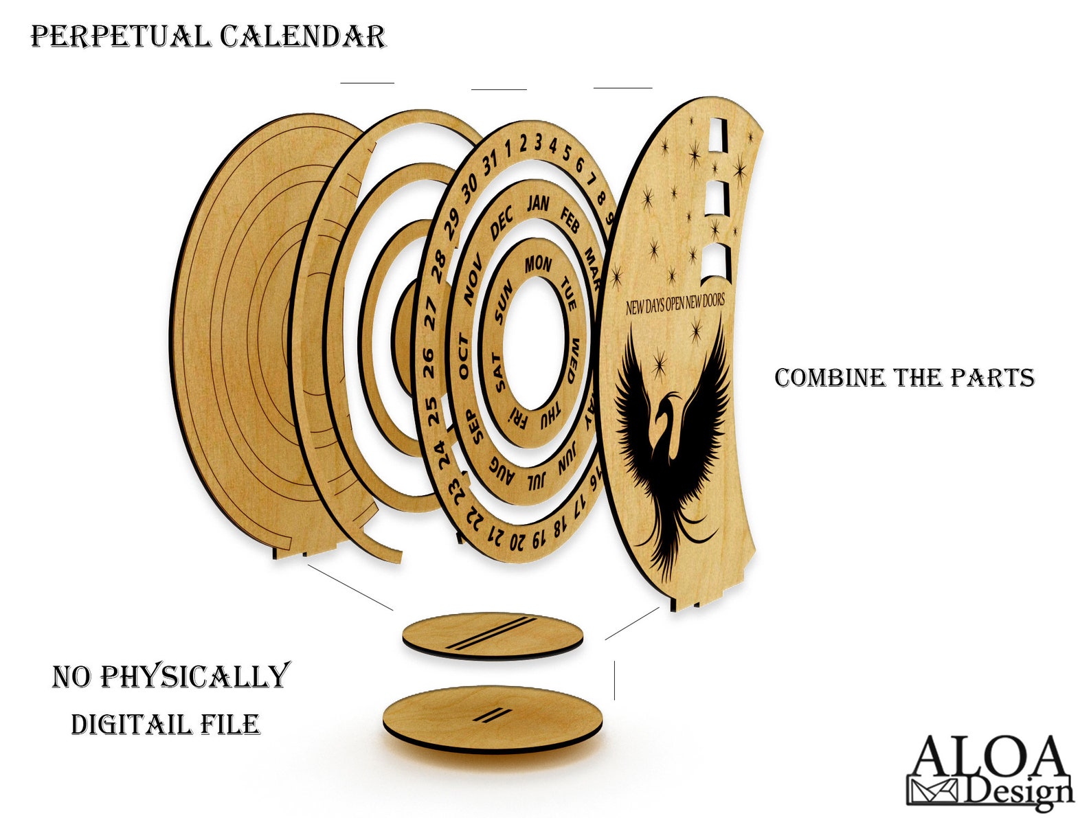 Perpetual Calendar SVG Laser Cut Files Glowforge Template | Etsy