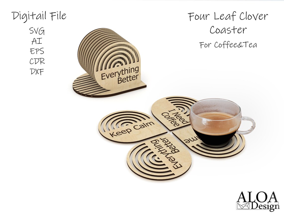 Wood Coaster SVG Coffee Coaster DXF Glowforge Ready Instant - Etsy