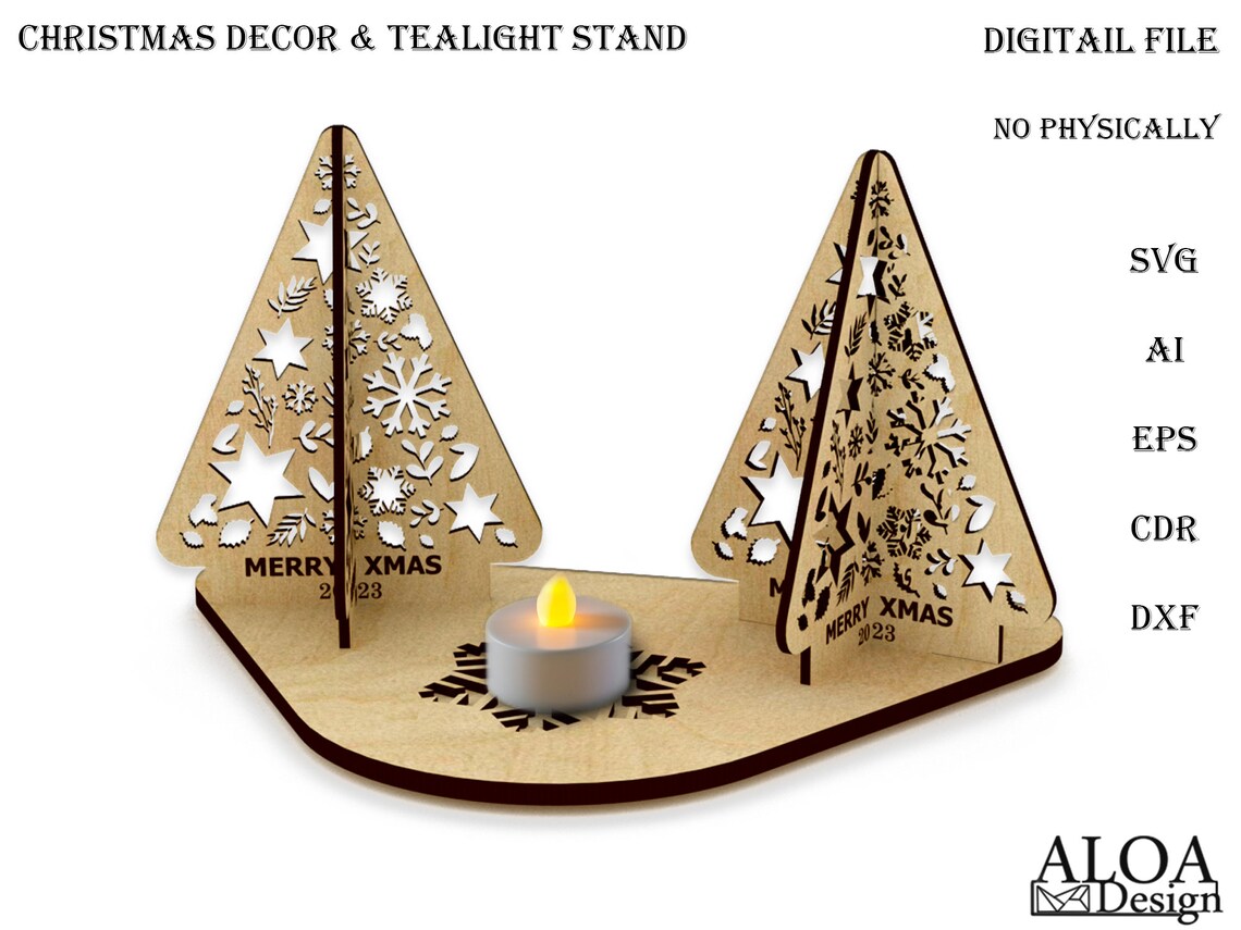 Christmas Tree Decor SVG Tealight Stand File Xmas Decor DXF - Etsy