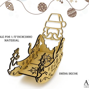 Christmas Sleigh SVG, 1"8 Inch, Laser Cut DXF, Christmas Glowforge File ...