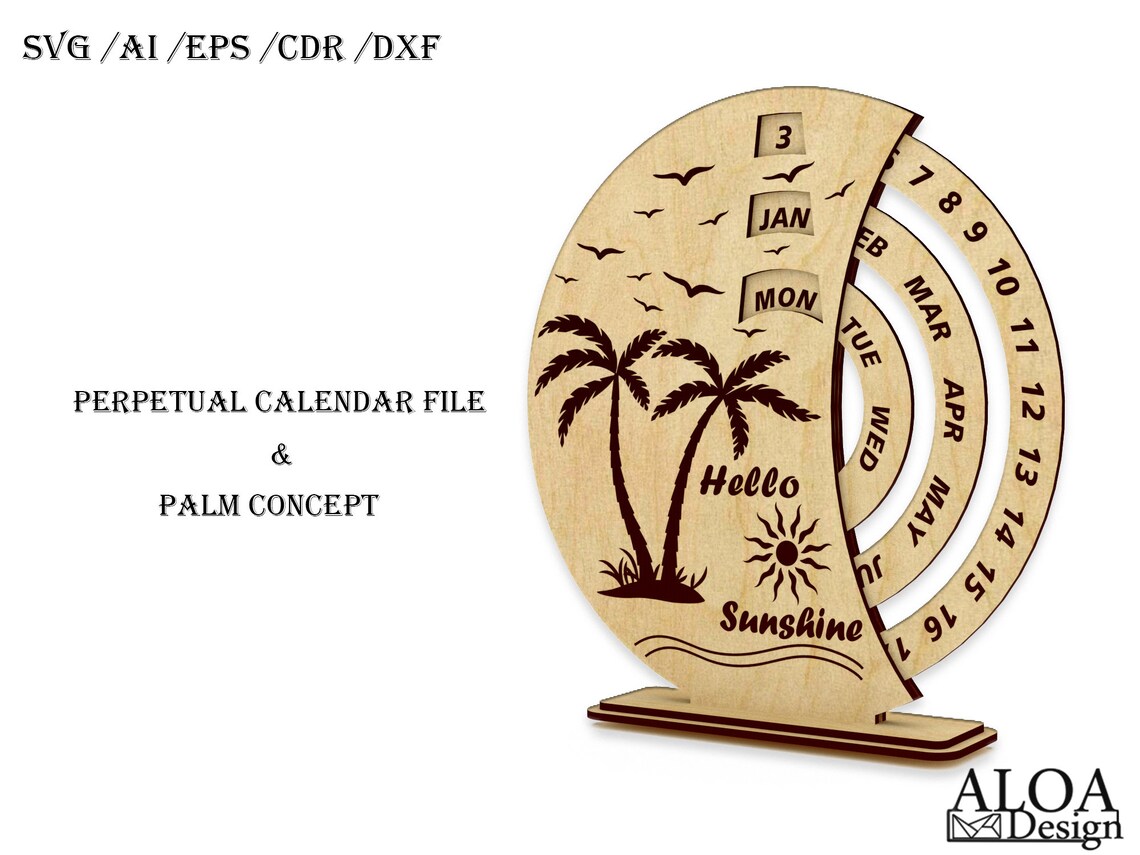 Calendar Laser Cut File Perpetual Calendar Template Eternal - Etsy