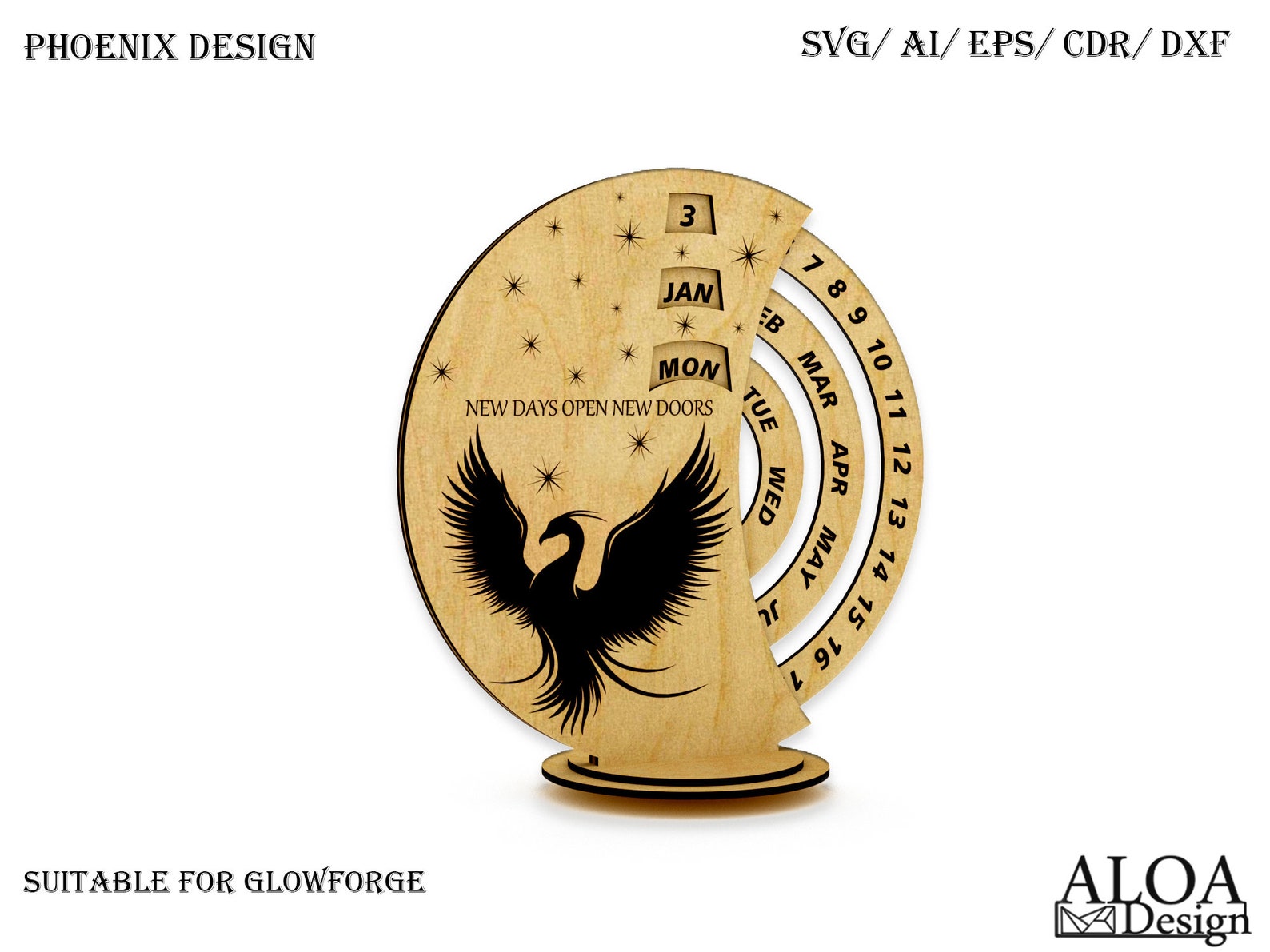 Perpetual Calendar SVG Laser Cut Files Glowforge Template | Etsy