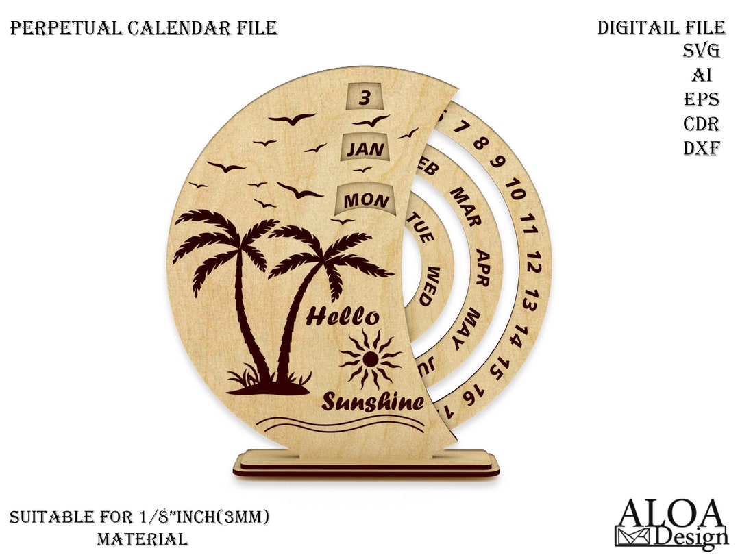 Calendar Laser Cut File, Perpetual Calendar Template, Eternal Calendar ...