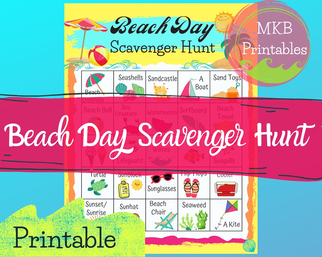 Sand & Sun Beach Treasure Hunt for Kids /printable Scavenger Hunt /fun ...