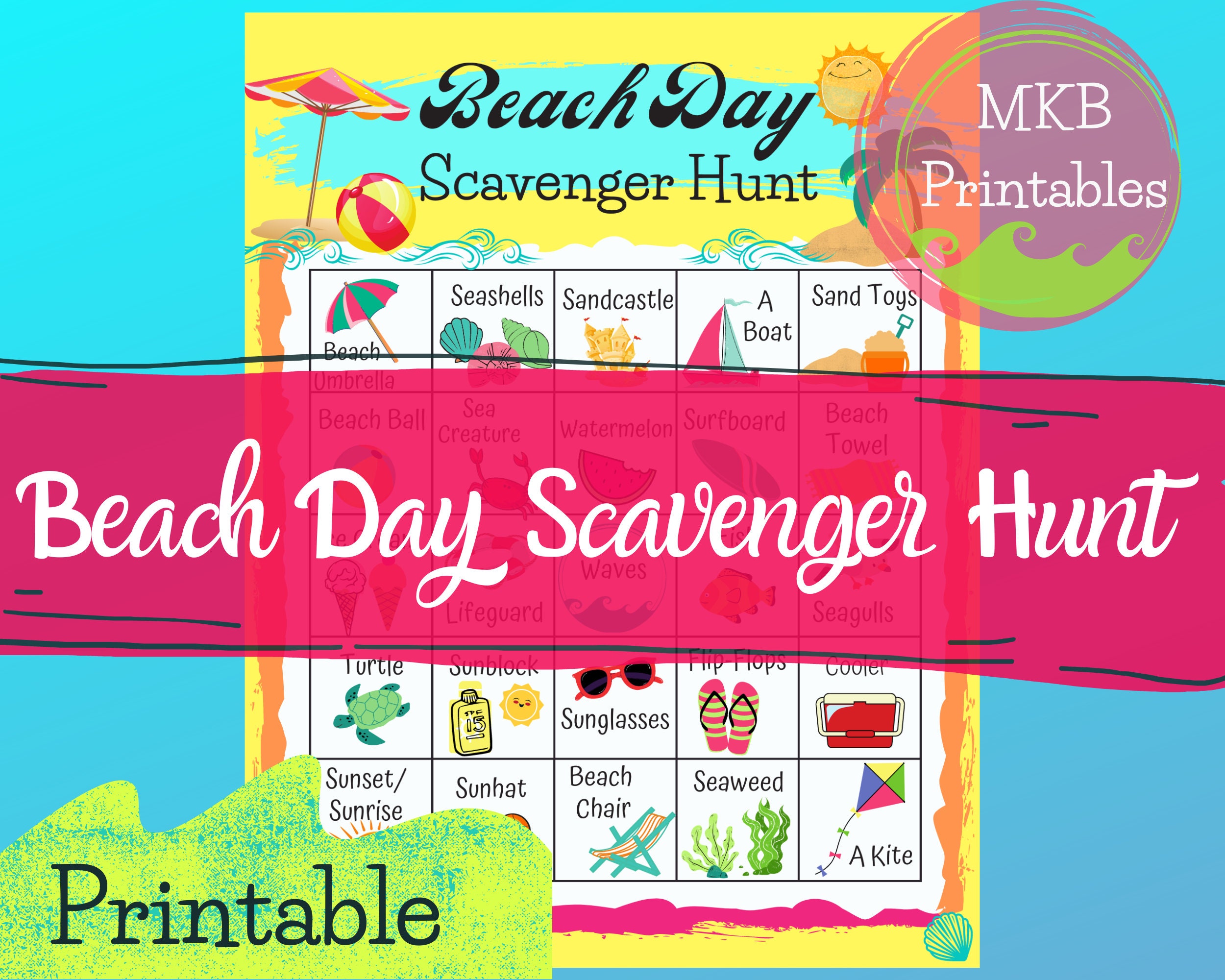 Sand & Sun Beach Treasure Hunt for Kids /printable Scavenger Hunt /fun ...