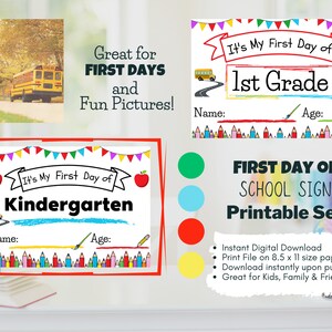 Back to School Sign Printable Set - Instant Digital Download Fun First ...