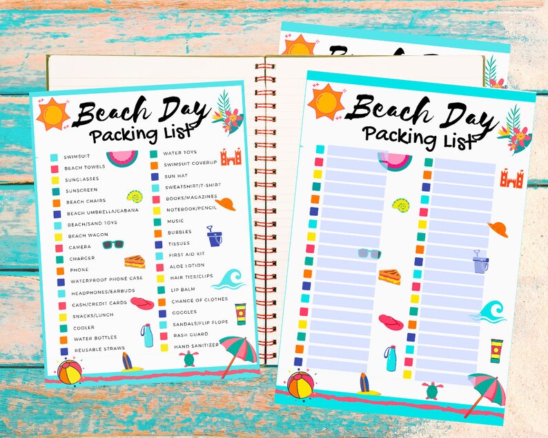 The Best EDITABLE Beach Day Packing List Checklist Instant Digital ...