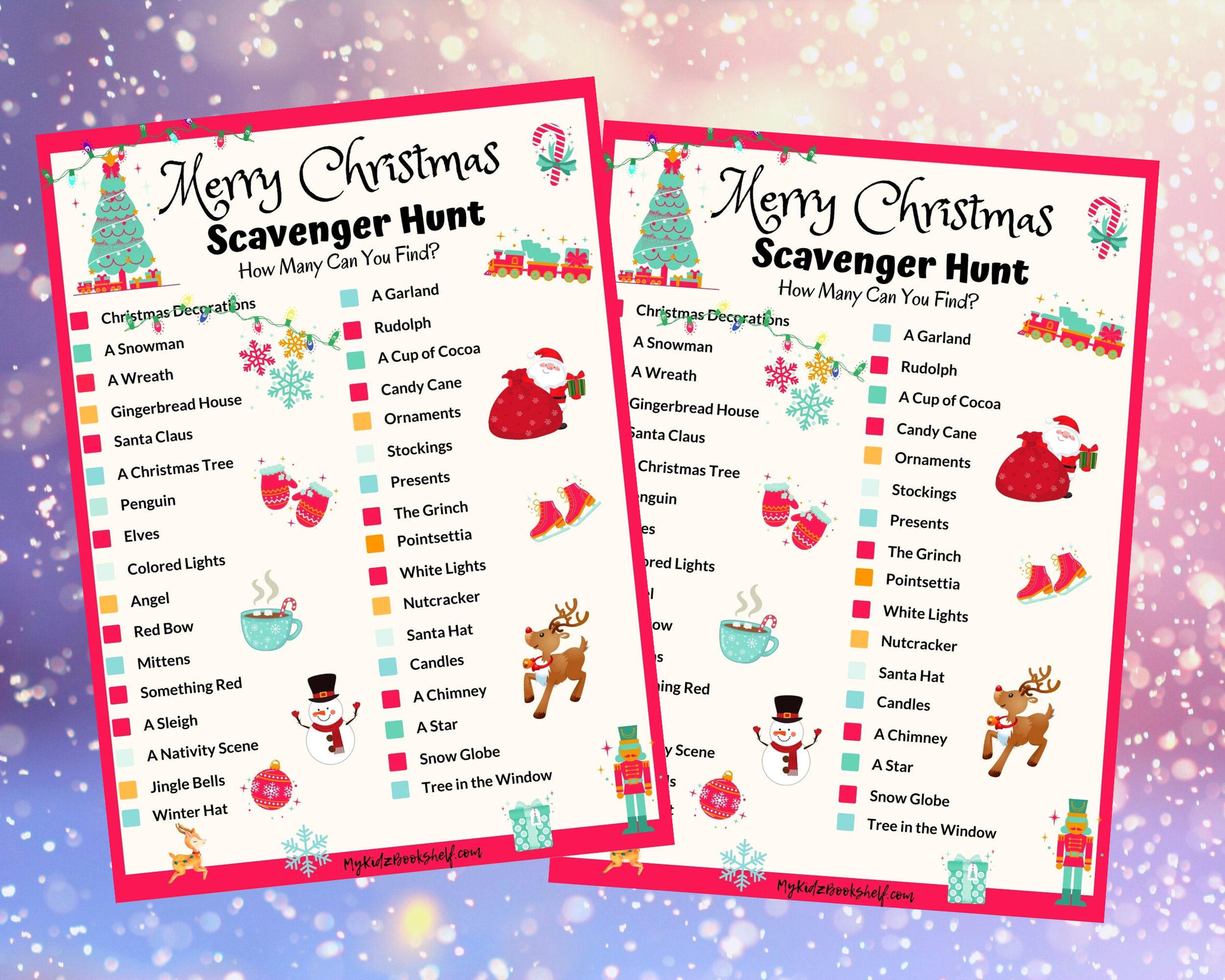 Merry Christmas Scavenger Hunt Fun Best Kids Activity Instant Digital ...