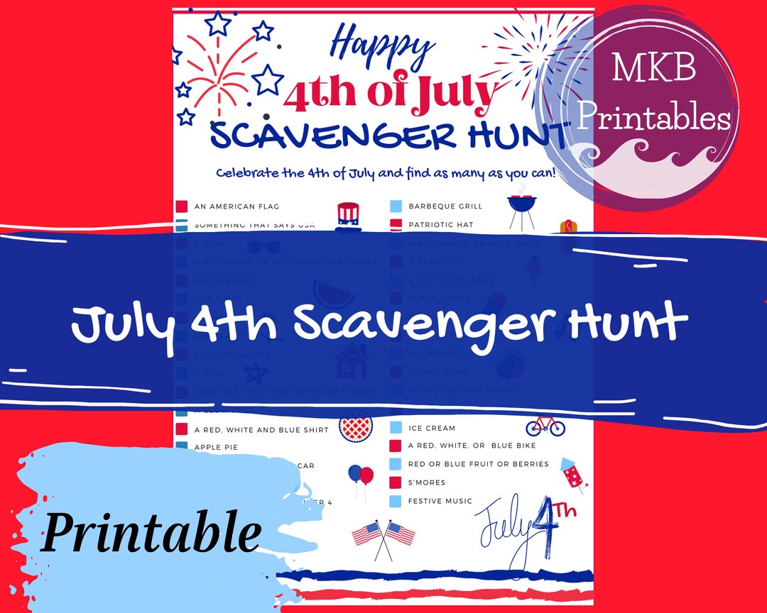 July 4th Treasure Hunt /happy Fourth Kids Fun Outdoor Activity ...