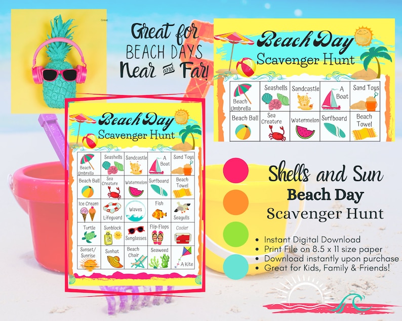 Sand & Sun Beach Treasure Hunt for Kids /printable Scavenger Hunt /fun ...