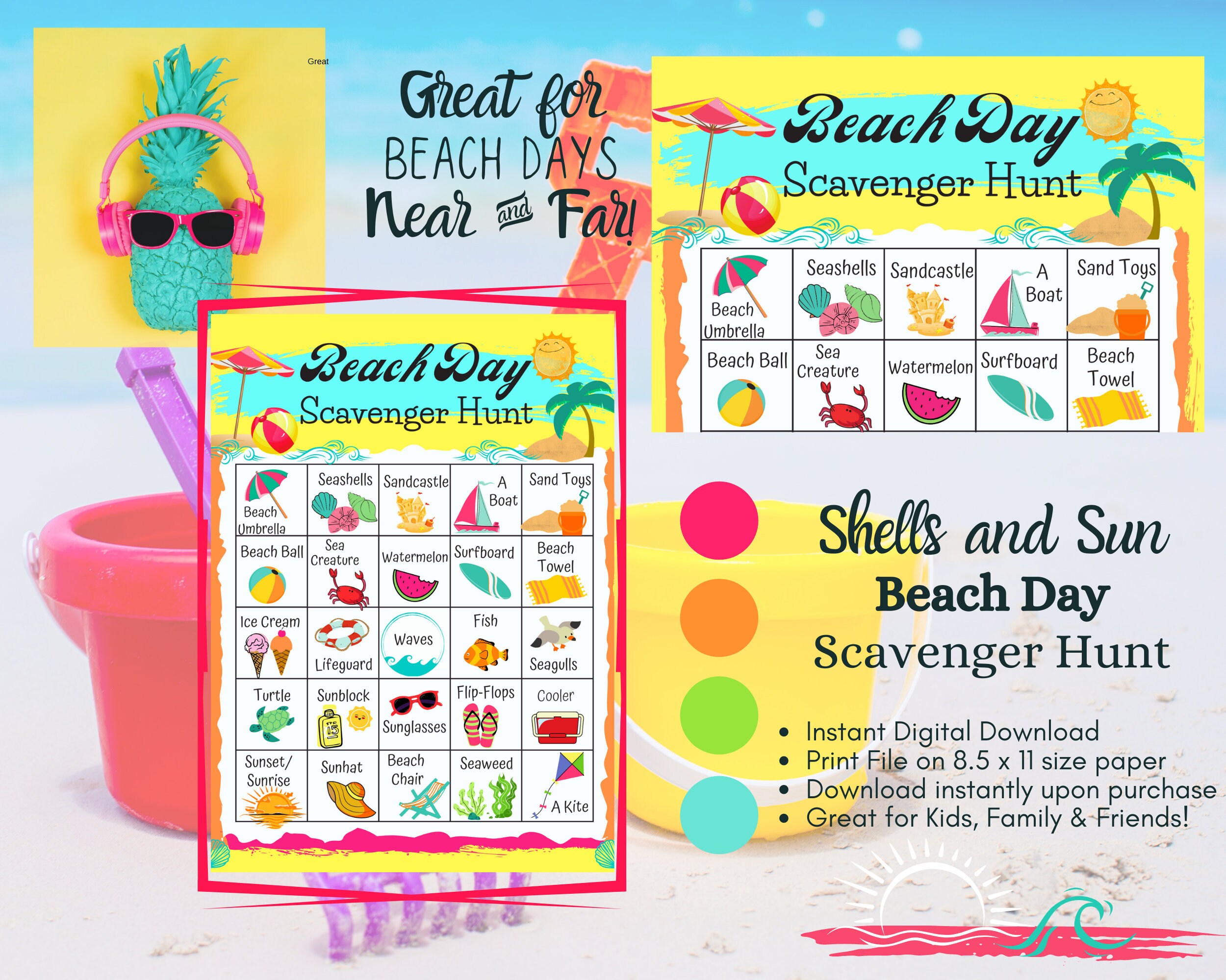 Sand & Sun Beach Treasure Hunt for Kids /printable Scavenger Hunt /fun ...