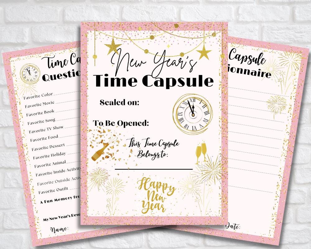 Happy New Year Time Capsule Printable Questionnaire - Instant Digital ...