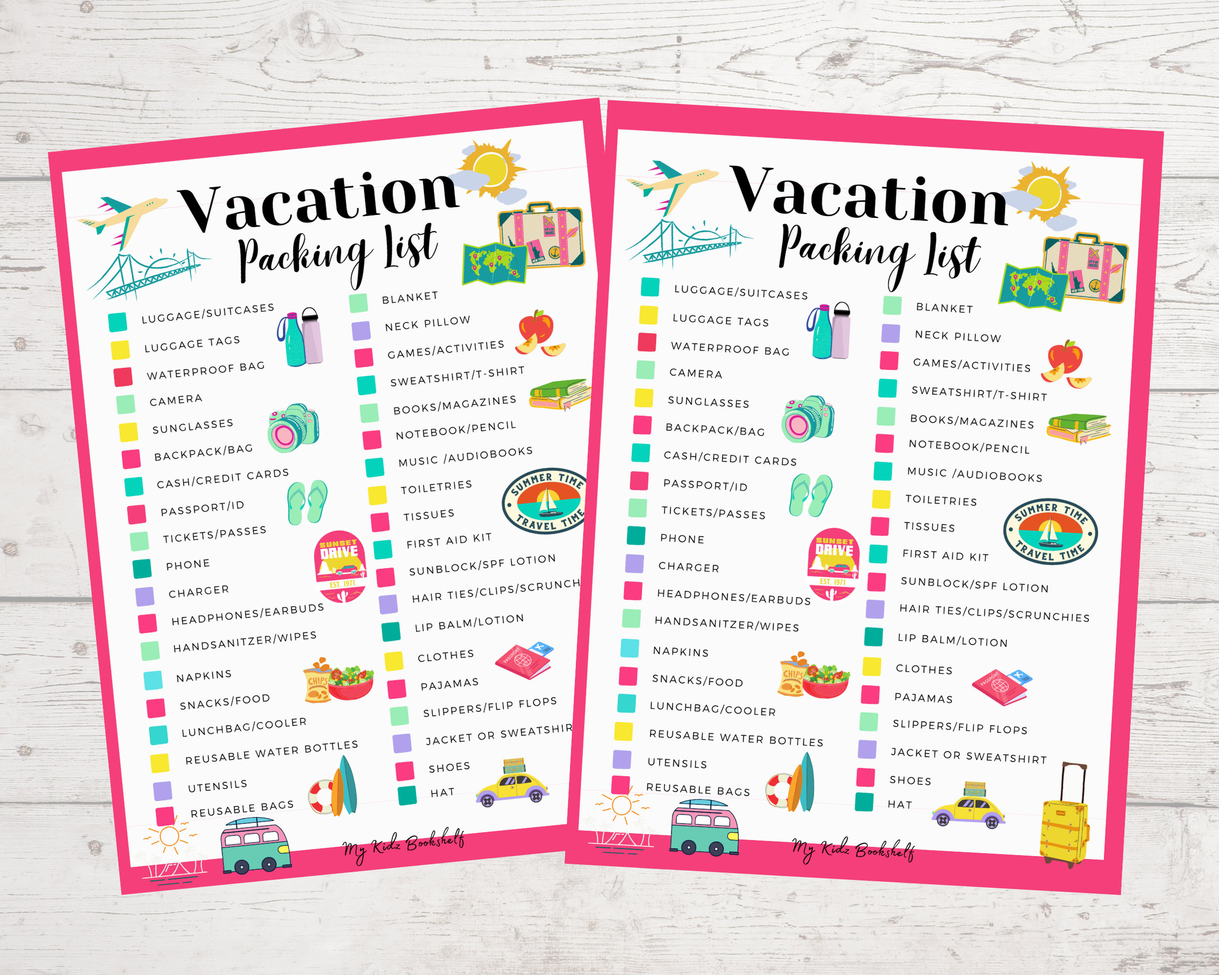 Vacation Packing List - Instant Digital Download Packing List for Kids ...