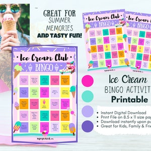 Ice Cream Bingo Activity Game for Kids- Instant Digital Download ...