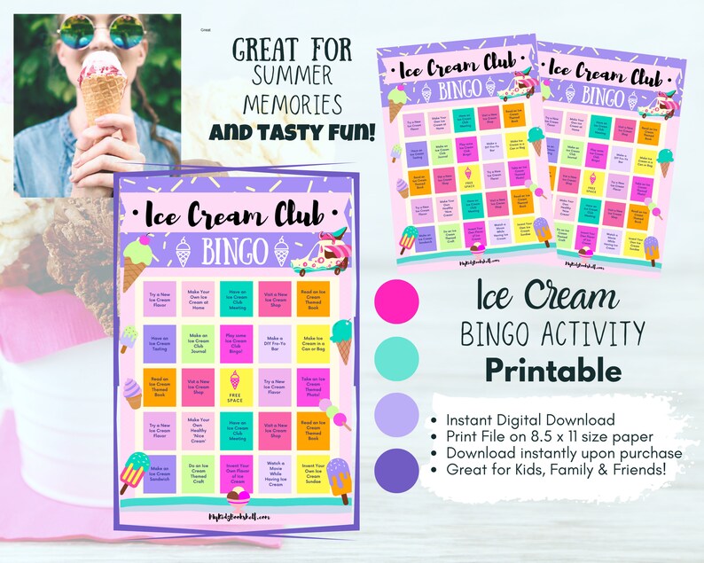 Ice Cream Bingo Activity Game for Kids- Instant Digital Download ...