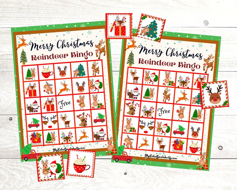 Merry Christmas Reindeer Bingo -instant Digital Download- Kids Rudolph ...